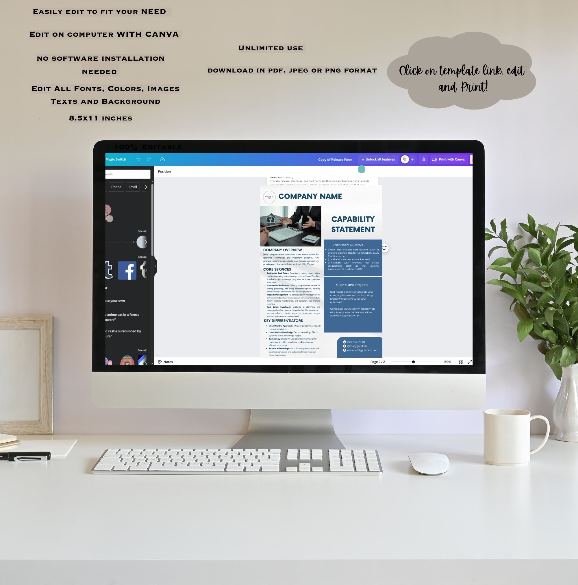 Real Estate Capability Statement Template, Editable Business Capability ...