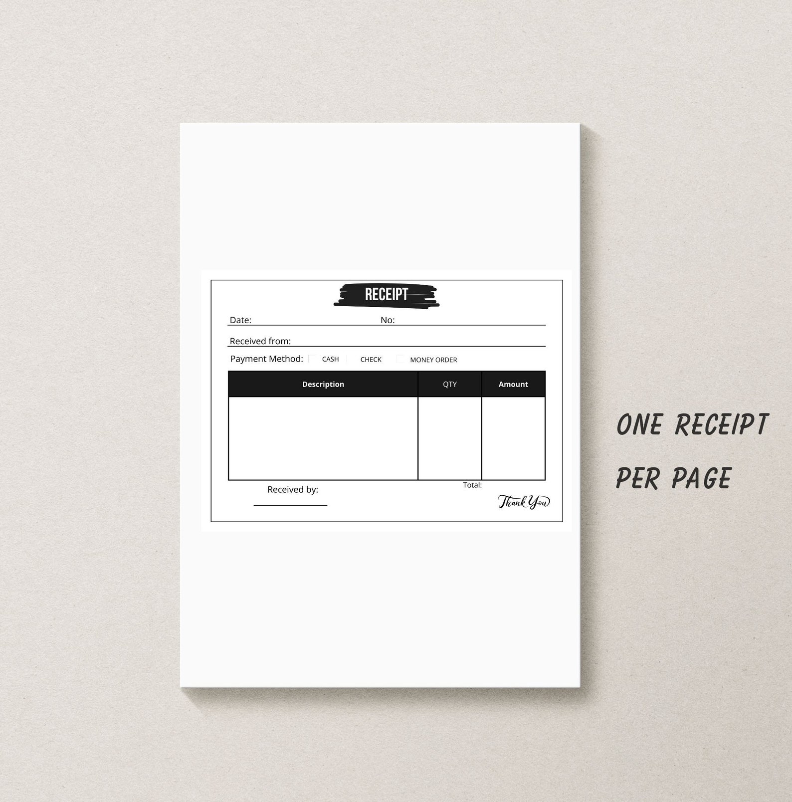 Simple Receipt - Printable Minimalist Receipt for Customers ...
