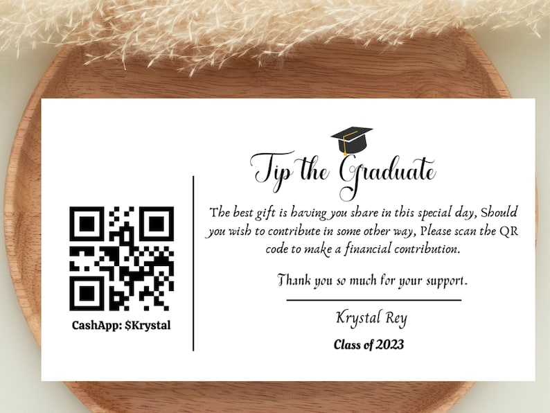 Tip the Graduate Insert Card: Graduation QR Code Template (digital) - Etsy