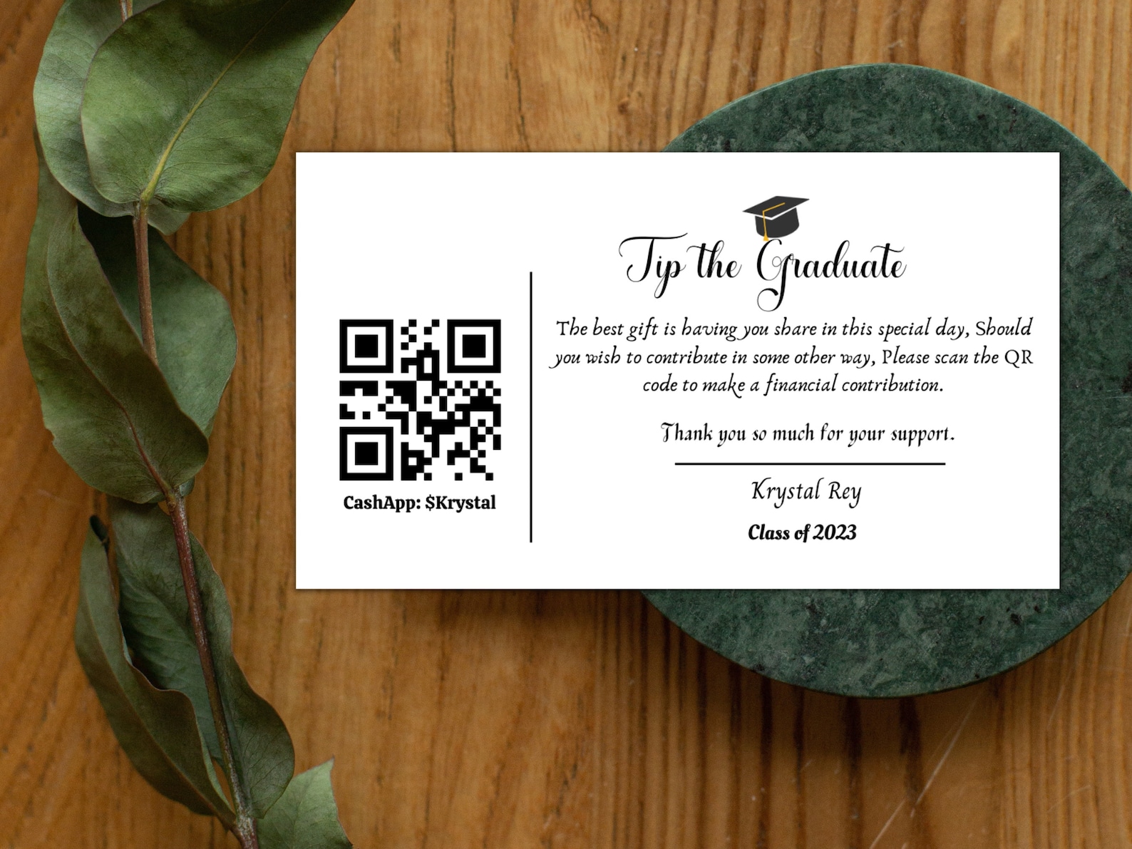 Tip the Graduate Insert Card: Graduation QR Code Template (digital) - Etsy