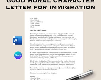 Good Moral Character Letter for Immigration Template, Character ...