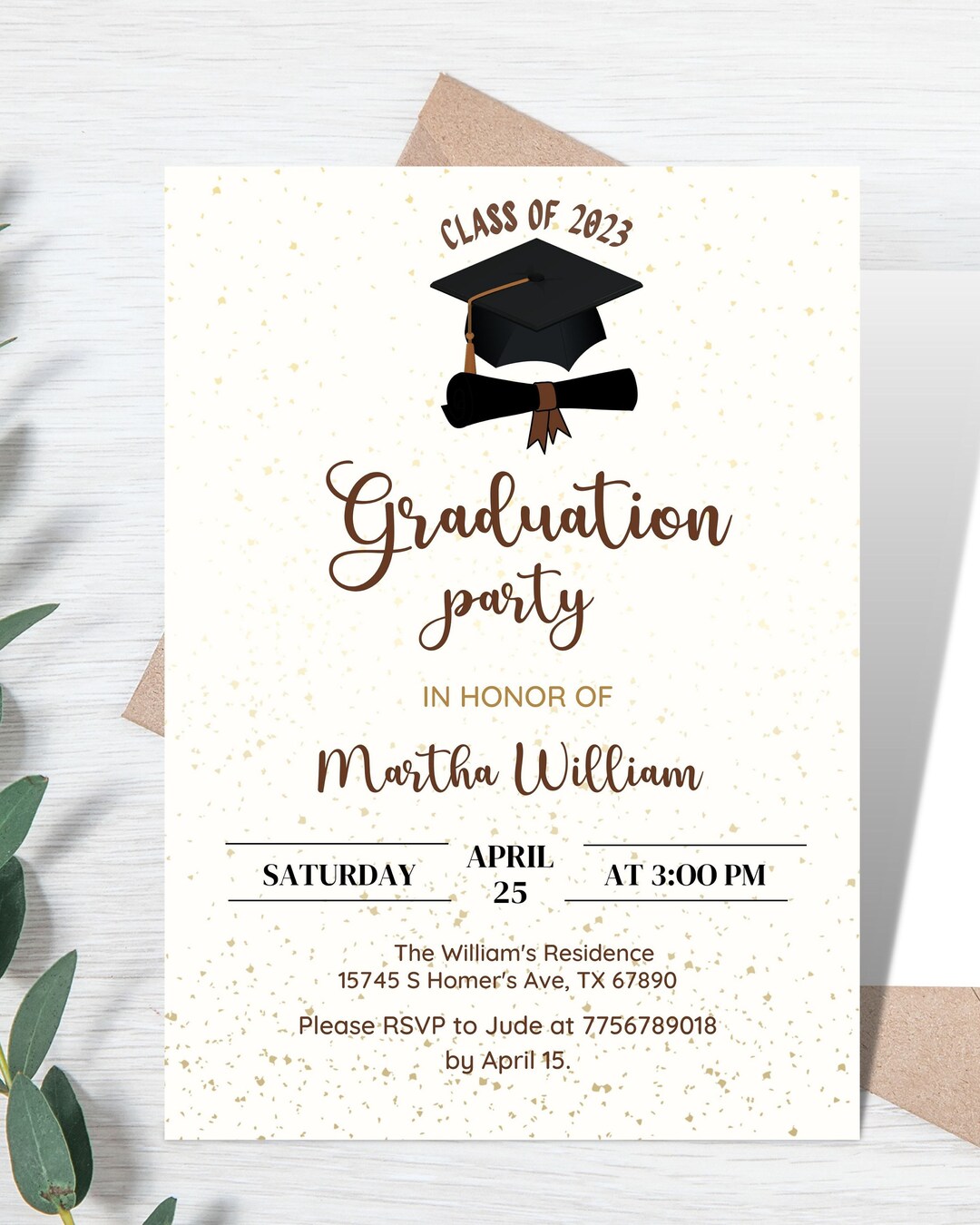 Editable College Graduation Announcement and Party Invitations ...