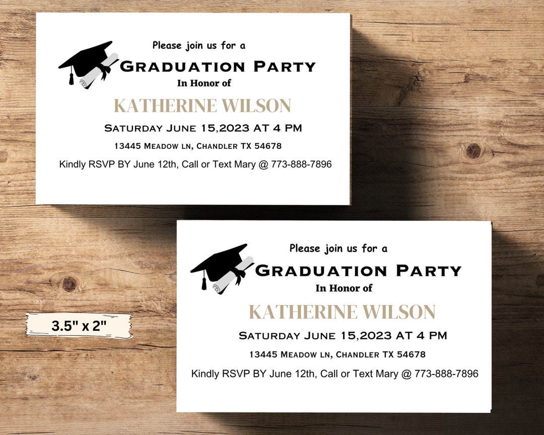 Formal Graduation Invitation Insert Card, Grad Cards Template ...