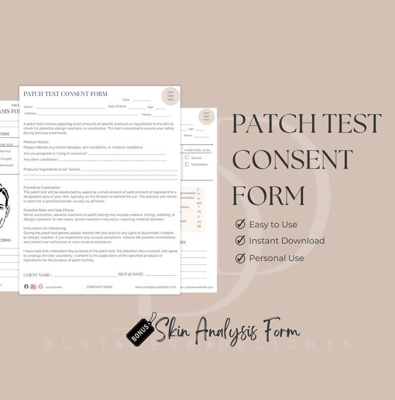 Editable Patch Test Consent Form: Esthetician Client Intake (canva ...