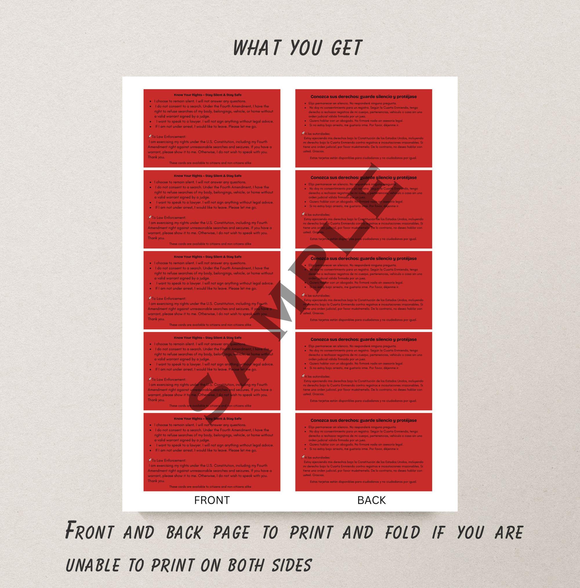Immigration Rights Red Cards Printable (instant Download) - Etsy