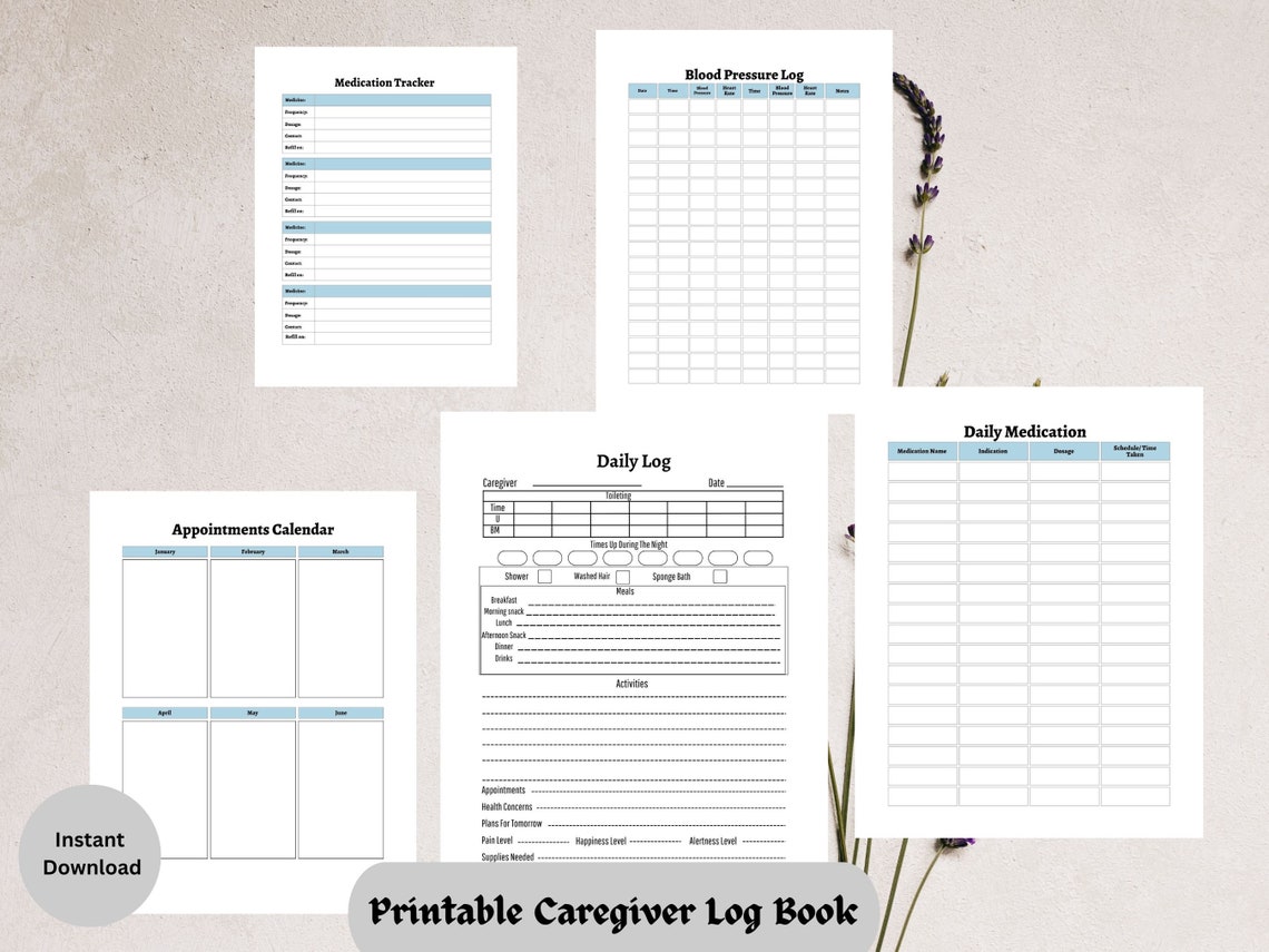 Printable Caregiver Logbook: Medical Binder & Daily Task Checklist ...