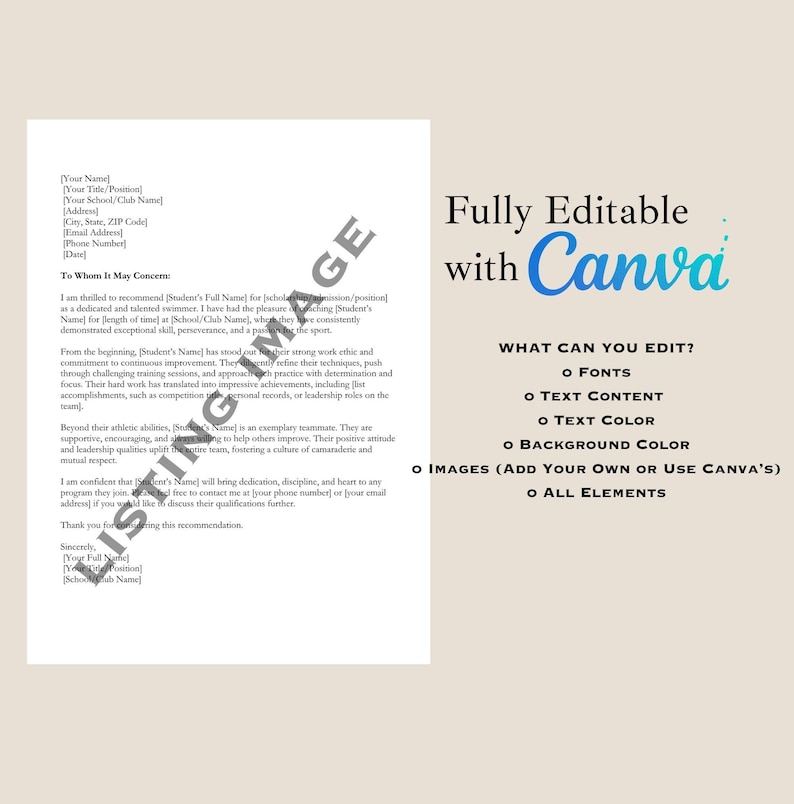 Swimming Coach Recommendation Letter Template: Scholarship/admission ...