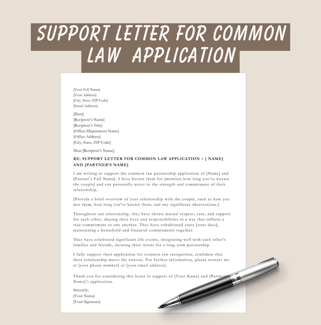 Support Letter for Common Law Application - Etsy