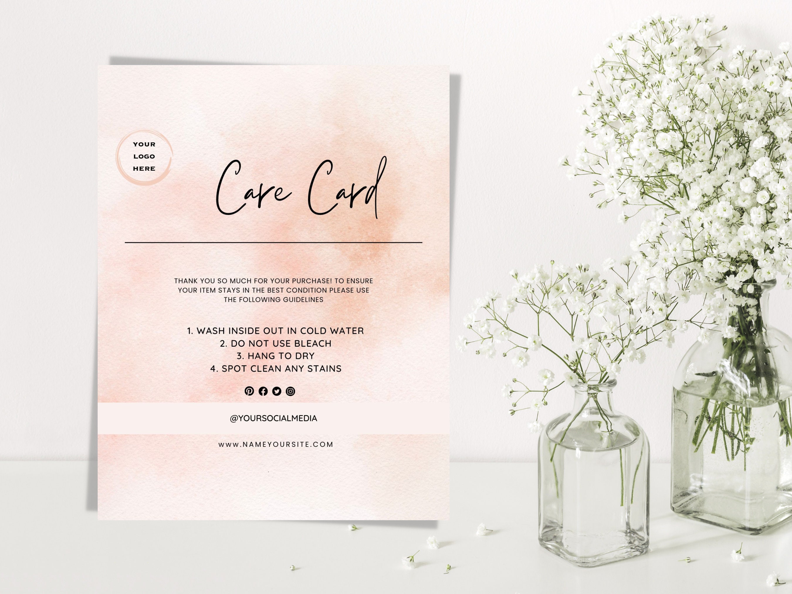 Editable Washing Instructions Template for Small Business | Care ...