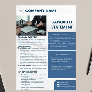Real Estate Capability Statement Template, Editable Business Capability ...