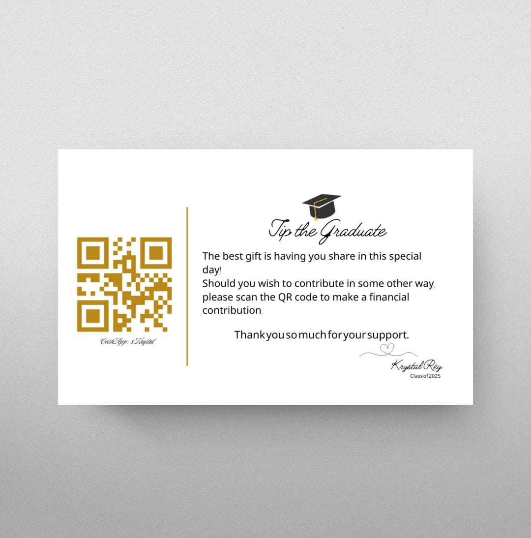 Tip the Graduate Insert Card: Graduation QR Code Template (digital) - Etsy