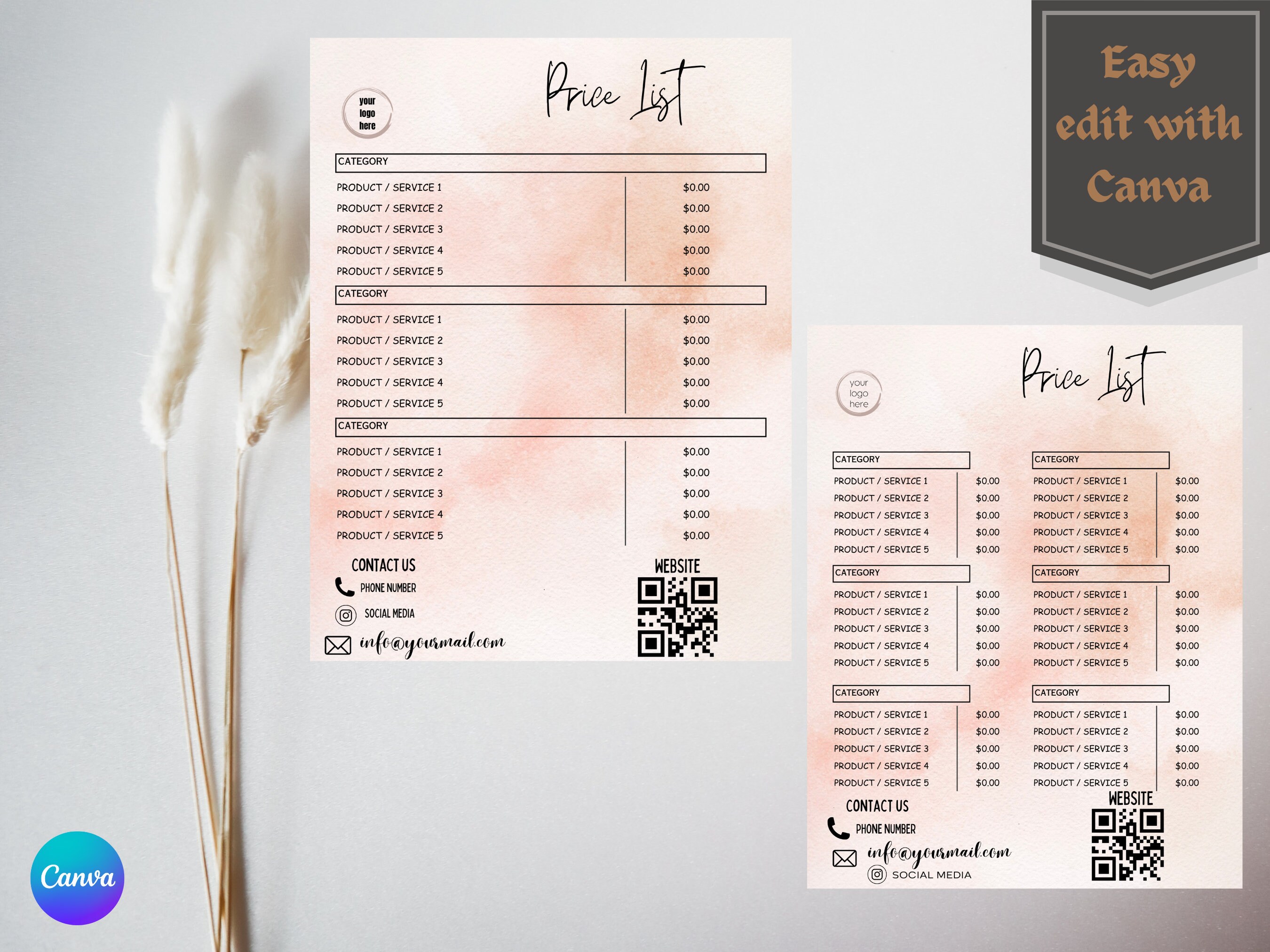 Editable Price List Template Bundle Price List Template Editable Price ...