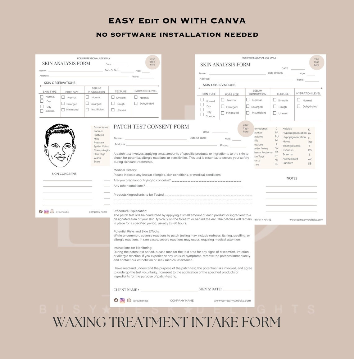 Editable Patch Test Consent Form: Esthetician Client Intake (canva ...