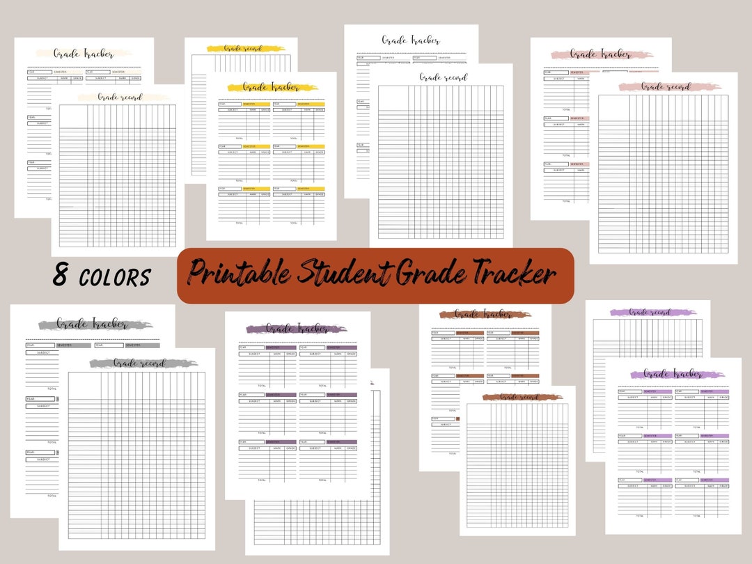 Printable Student Grade Tracker Student Grading Sheet Homeschool Grade ...