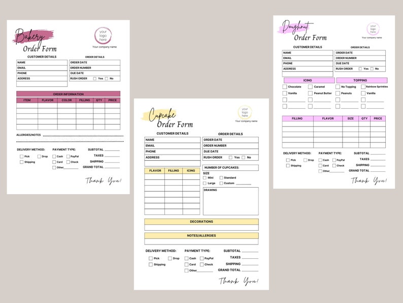 Cookie Order Form Template, Bakery Order Forms. Cupcake Order Form ...