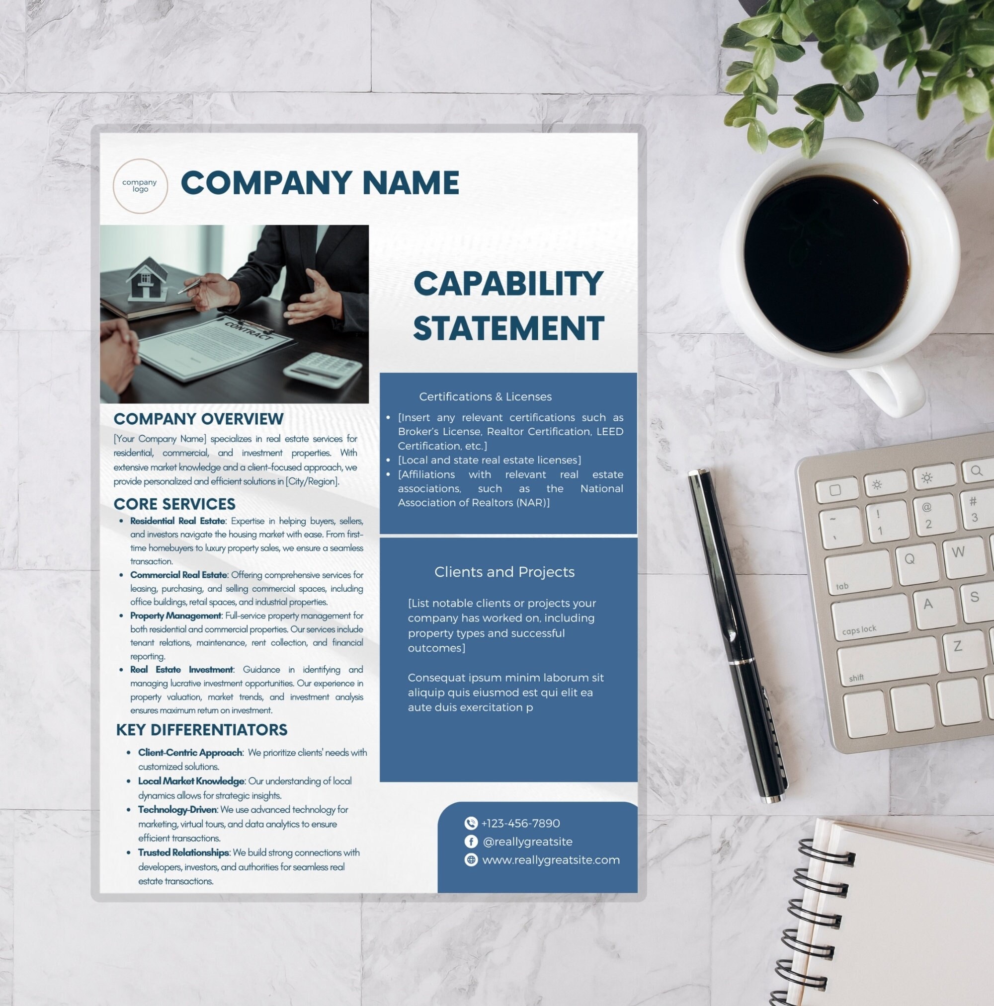 Real Estate Capability Statement Template, Editable Business Capability ...