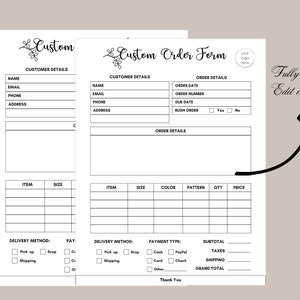 Custom Order Form Template, Editable Order Form, Craft Order Form ...