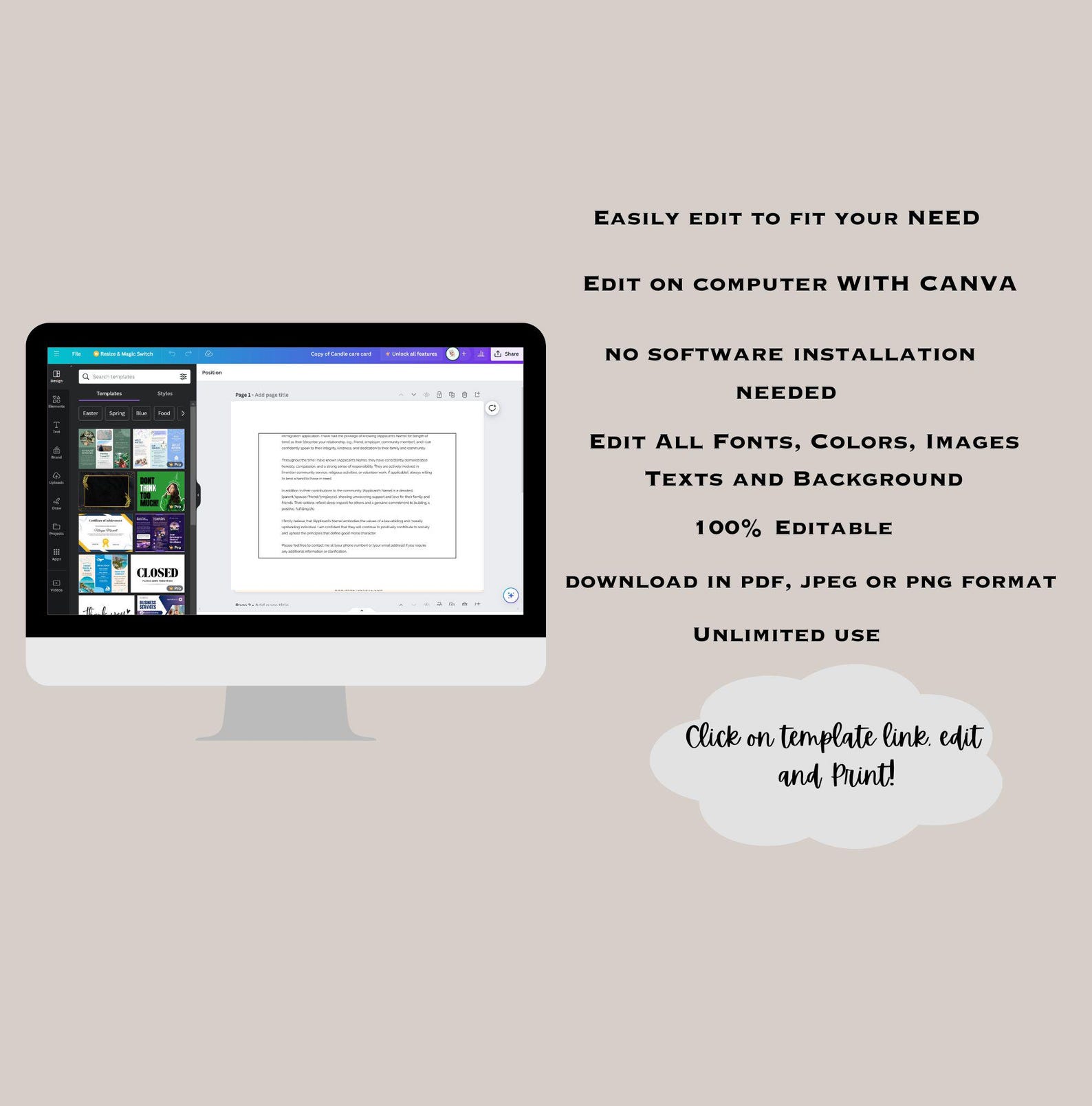 Immigration Character Reference Letter Template (digital Download) - Etsy