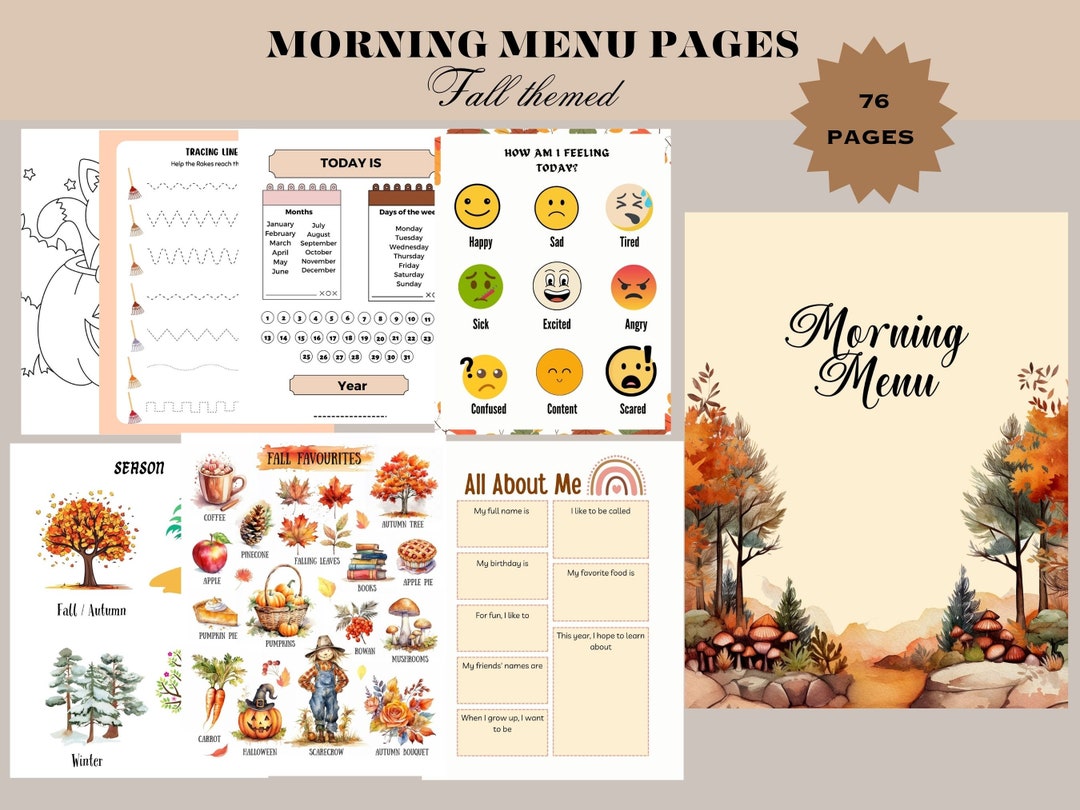 Fall Morning Menu Preschool Home School Binder Morning Basket Printable ...