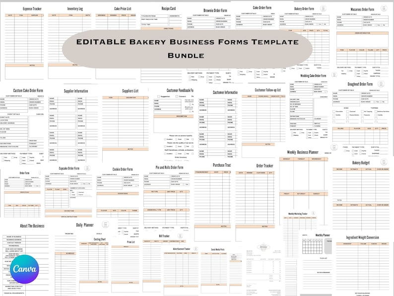 Editable Bakery Business Template Bundle | Bakery Invoice Template ...
