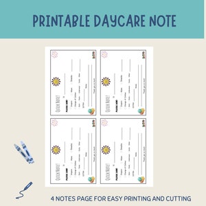 Printable Daycare Note for Parents: Teacher Communication (instant ...