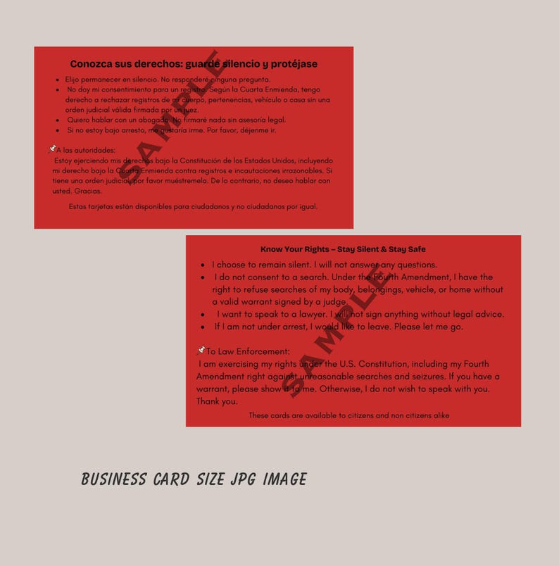 Immigration Rights Red Cards Printable (instant Download) - Etsy