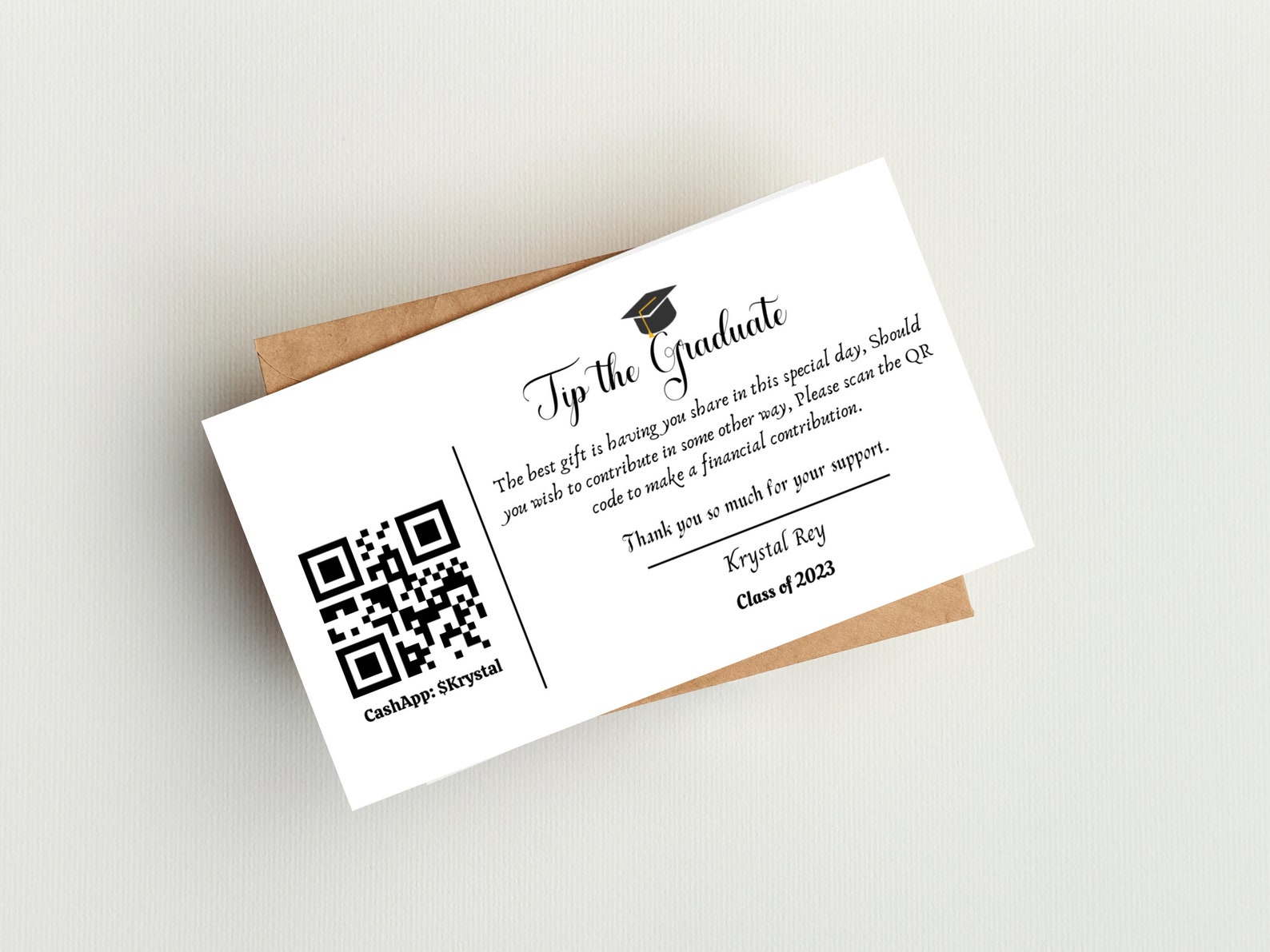 Tip the Graduate Insert Card: Graduation QR Code Template (digital) - Etsy