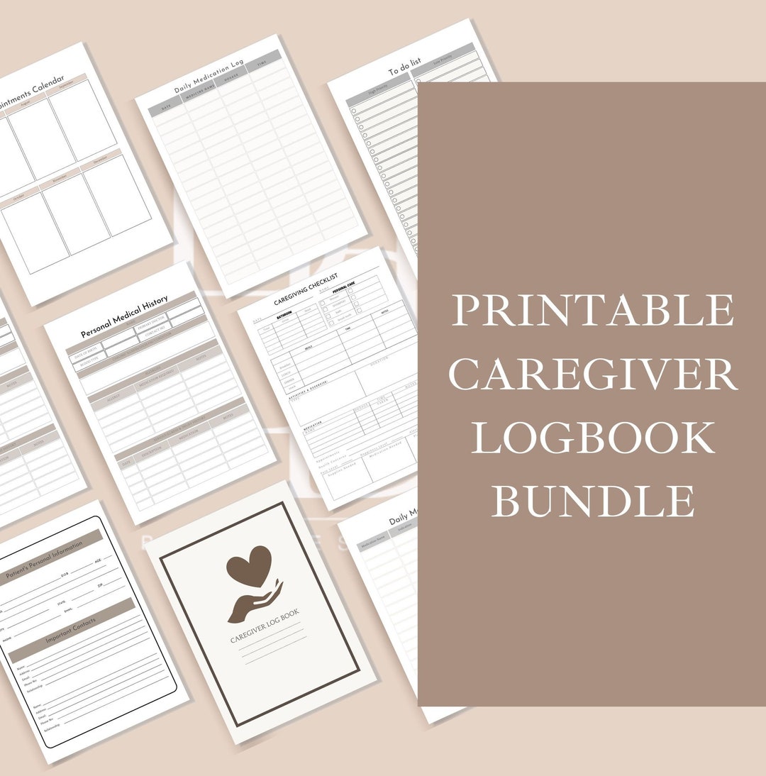 Printable Caregiver Logbook Family Medical Binder Caregiver Daily Task ...