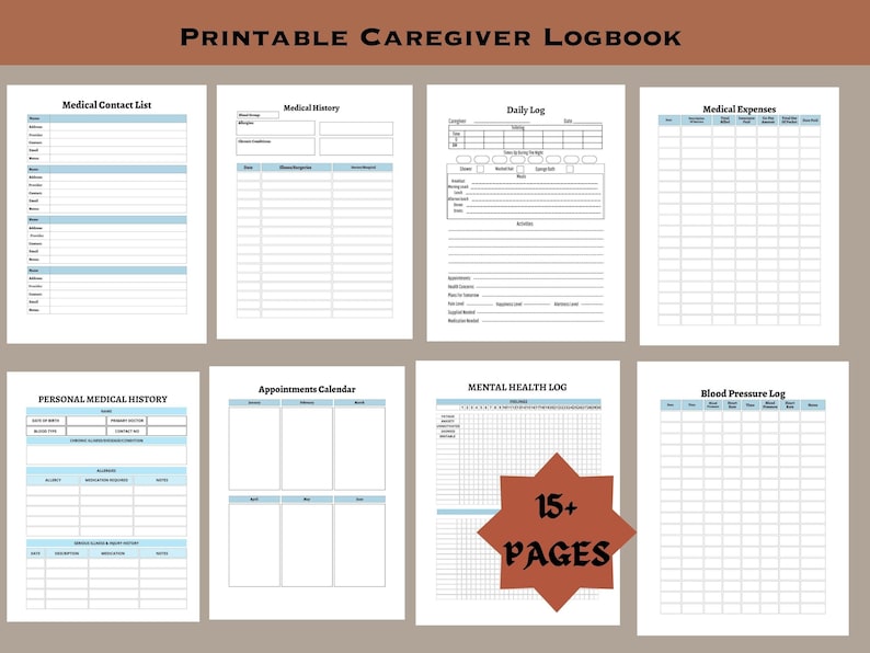 Printable Caregiver Logbook: Family Medical Binder (PDF) - Etsy