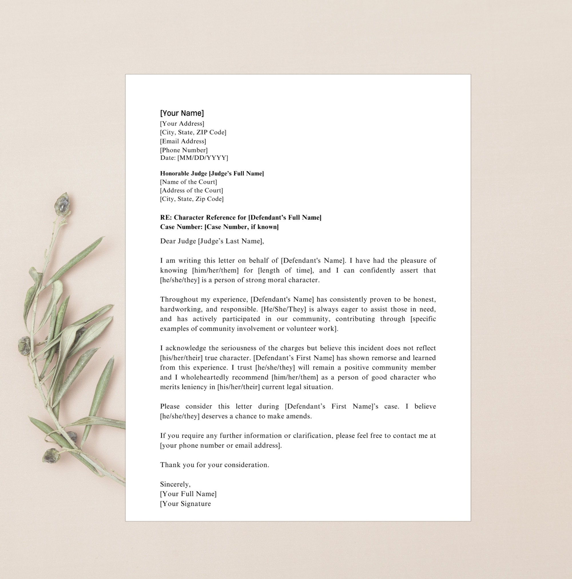 Character Letter for Pardon, Character Reference Letter for Court ...