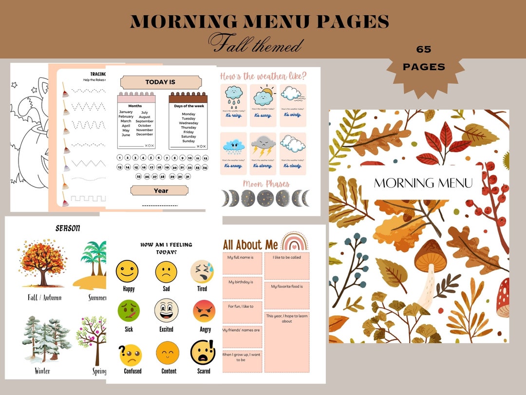 Morning Menu Pages Preschool Home School Binder Morning Basket ...
