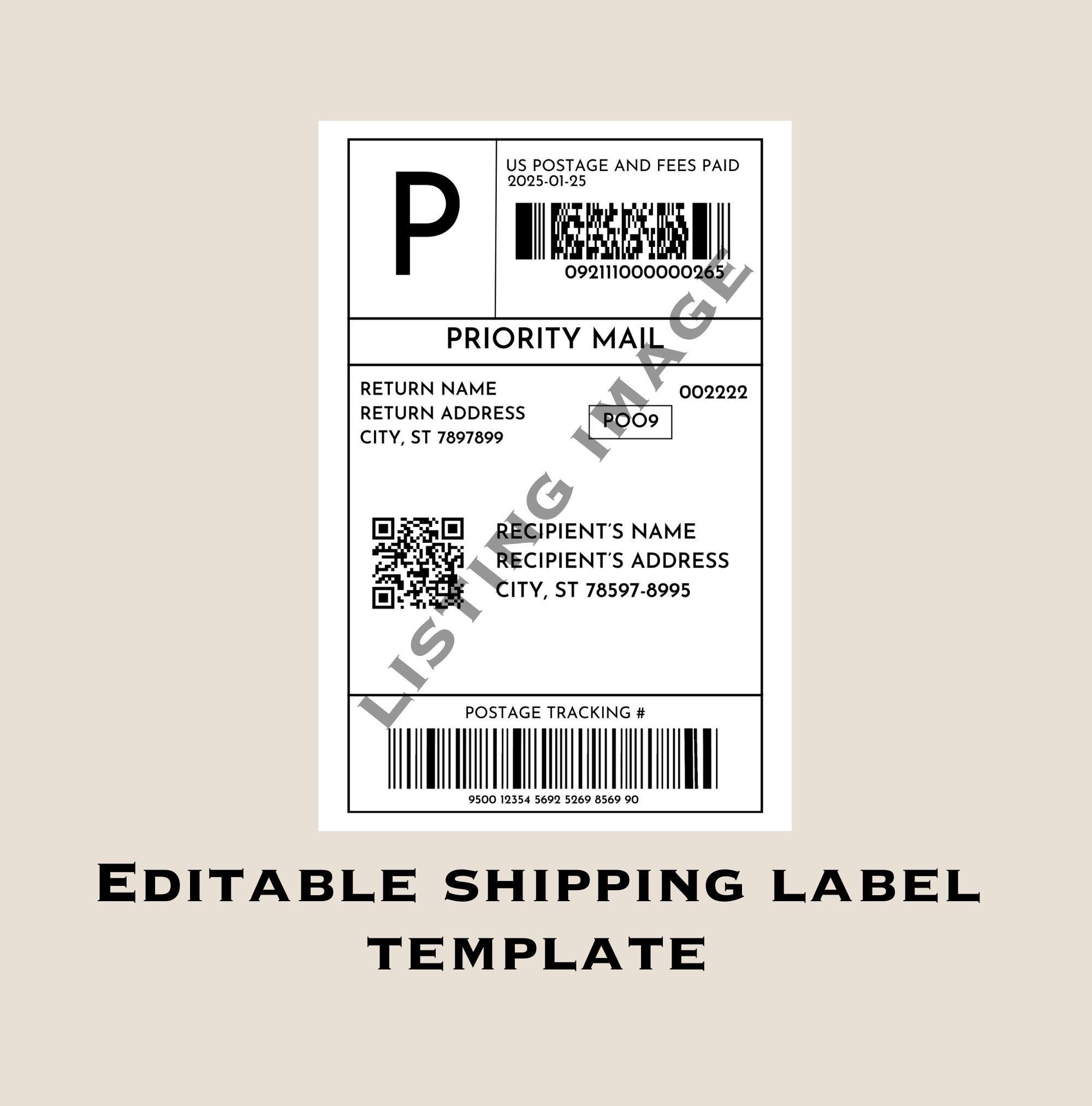 Editable Shipping Label Template: Personalized Gag Gift Mail (instant ...