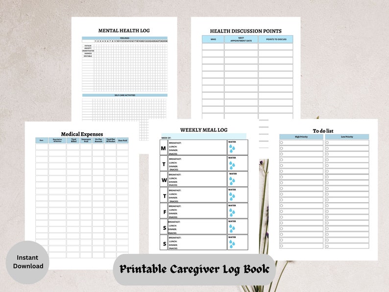 Printable caregiver daily log Printable Caregiver Journal - Etsy México