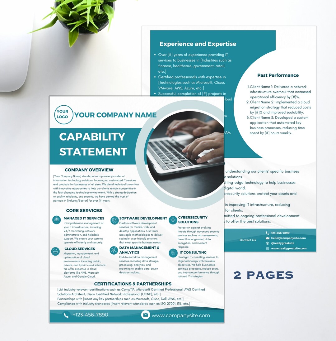 Capability Statement for IT Company, Canva Template Editable Capability ...