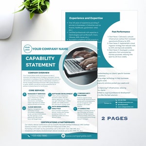 Capability Statement for IT Company, Canva Template Editable Capability ...