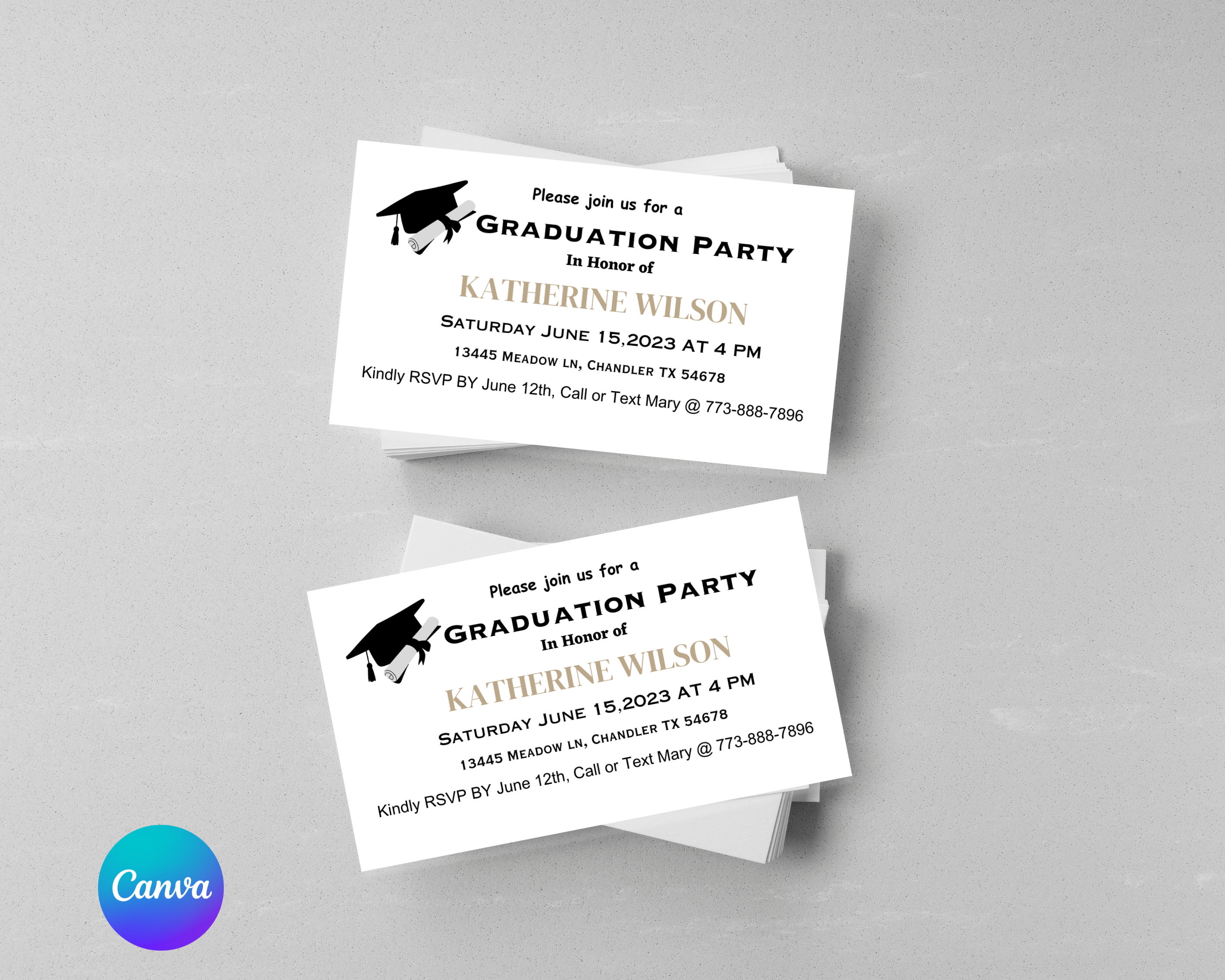 Graduation Information Card Graduation Party Invitation Insert Card ...