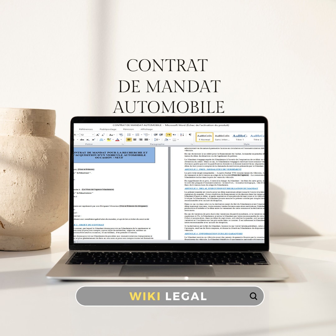 Automobile Mandate Contract french Version - Etsy