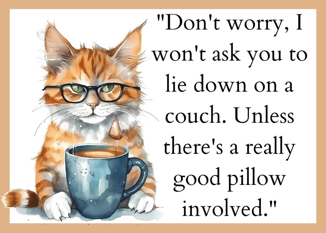 Fun and Inspiring Therapy Cat Note Cards - Set of 10 Funny Quotes - Etsy