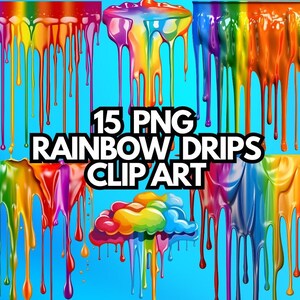 Clip Art Rainbow Drips 300DPI, Bright Design Tumbler Background, Png ...