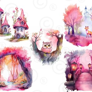 Clip Art Watercolor Enchanted Forest Transparent Background Clipart ...