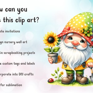 Watercolor Clip Art, Whimsical Garden Gnome - Digital Download, Cute ...