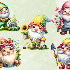 Watercolor Clip Art, Whimsical Garden Gnome - Digital Download, Cute ...