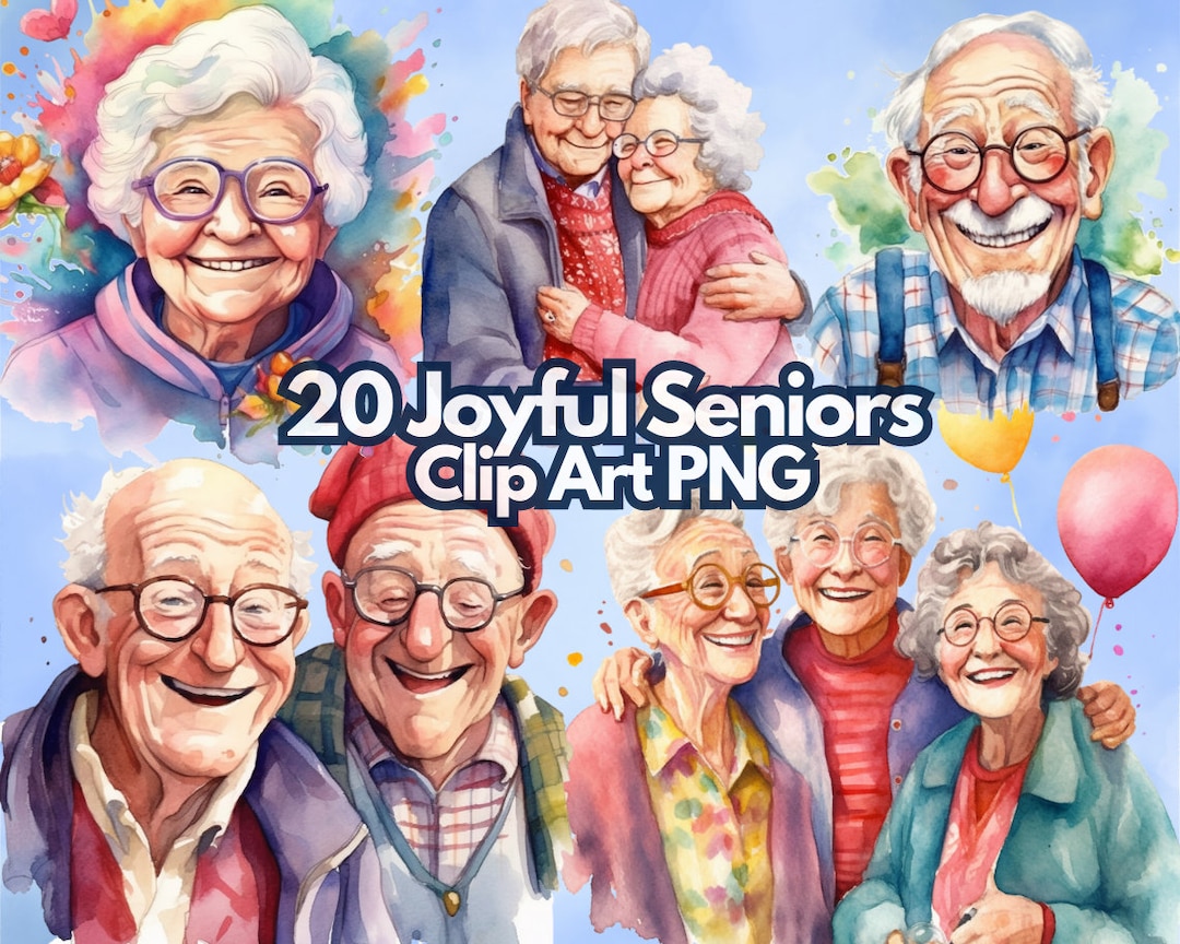 Clip Art Seniors, Watercolor Clip Art, Png Free Commercial Use, Old and ...