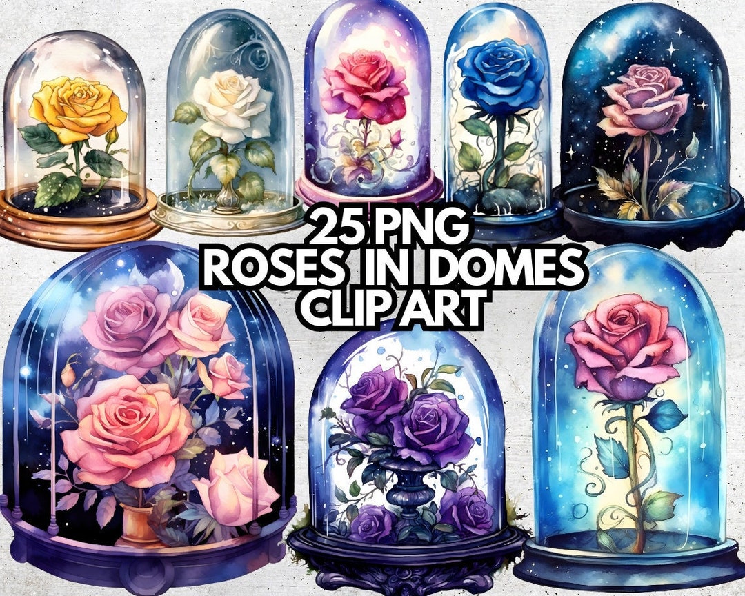 Watercolor Rose Dome Clip Art, Floral Graphic Design, Elegant Floral ...