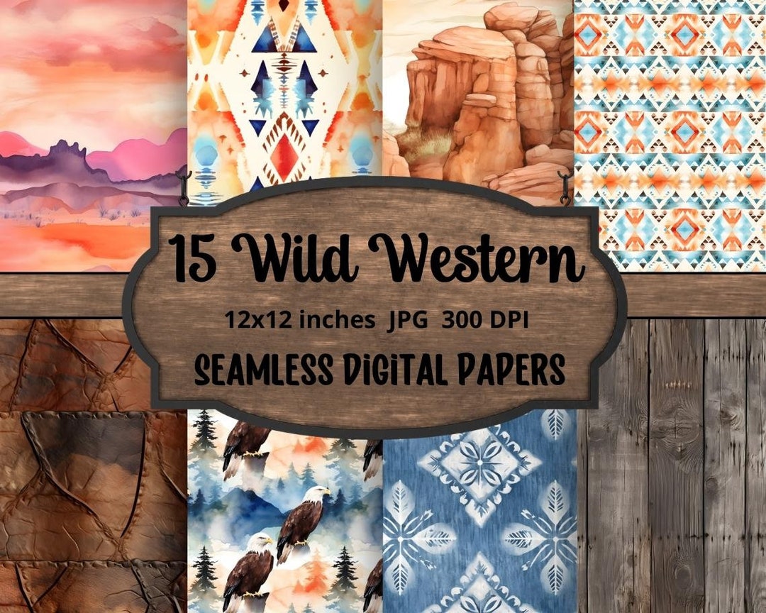 Western Seamless Digital Papers for Scrapbooking, Printing, Junk ...