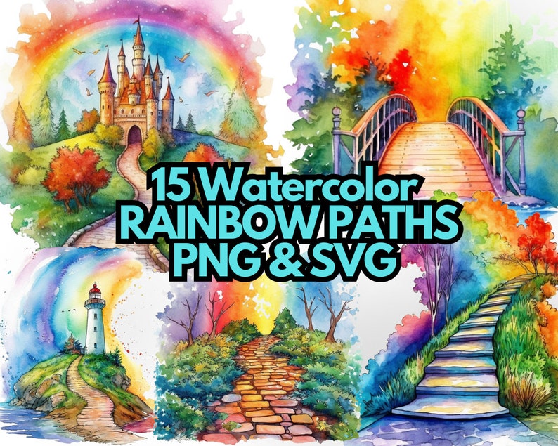 Watercolor Rainbow Clip Art Transparent Background Clip Art - Etsy