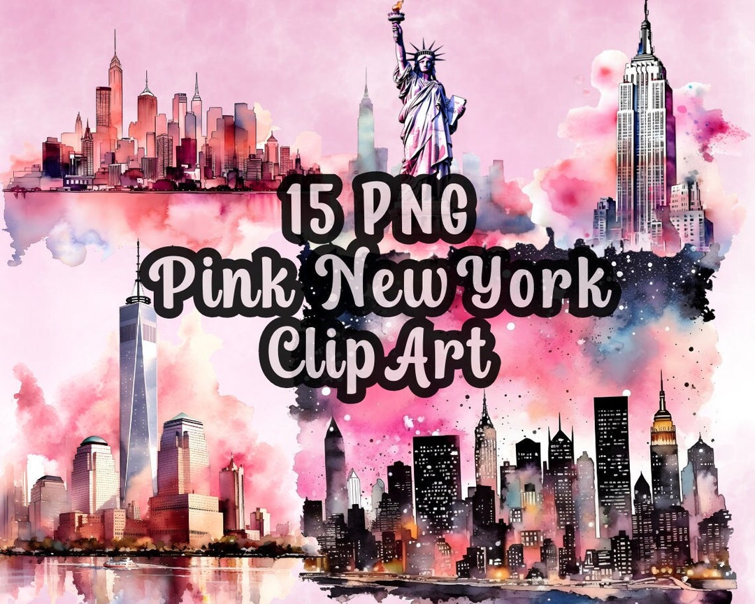 Clip Art New York Watercolor Landscape 300DPI Transparent Background ...