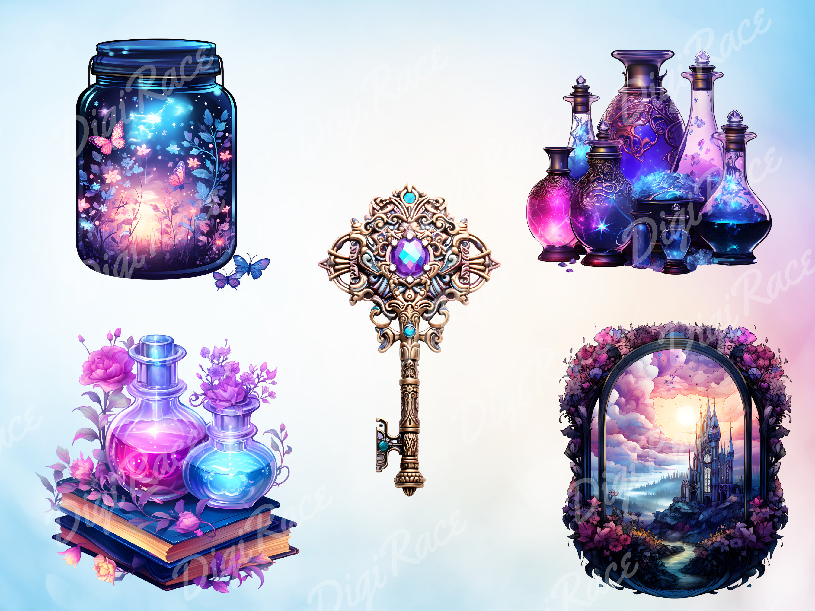 Clip Art Magic Realm, Fantasy World, Enchanted Illustrations, Digital ...