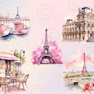 15 Watercolor Clip Art Paris City, Patisserie, Paris Cafe, France Clip ...