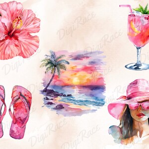 Watercolor Clip Art Travel, Vacation Holiday Graphics, World Travel ...